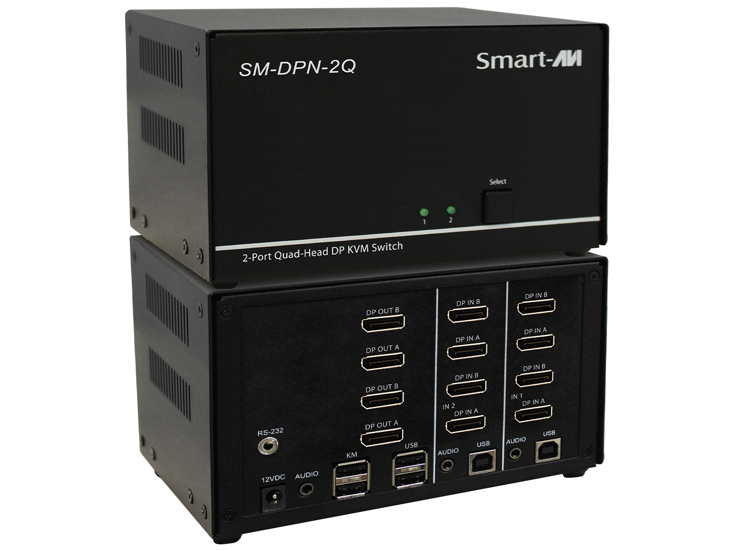 SM-EDPN-2Q-S - Quad Head 2-port DP UHD (4k60) KVM Switch with USB 2.0 Sharing