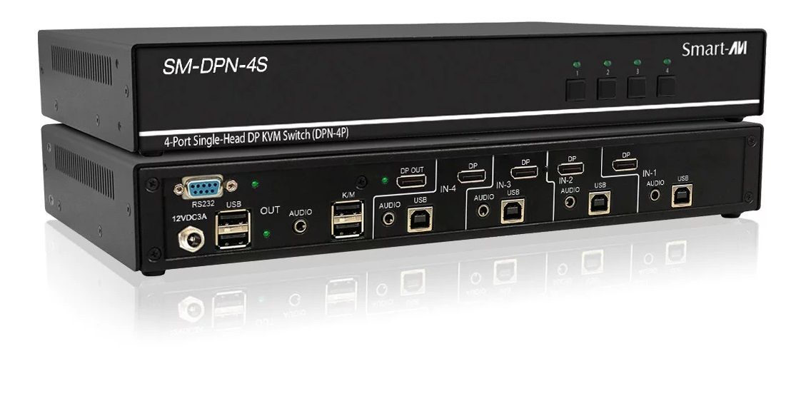 SM-DPN-4S-S - 4 Port 4K DisplayPort 1.2 KVM Switch with USB Hub