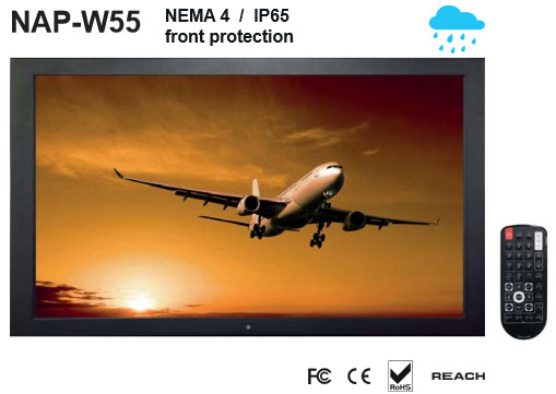 NAP-W55 - Aluminum 55Inch Full HD LCD LED Display with NEMA 4 / IP65 ...