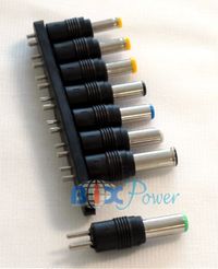 8 DC Power Connector Tips Kit with 2-Pin Style Plug