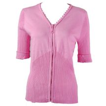 Light pink knit sweater Diamond rhinestone zipper one size Small to ...