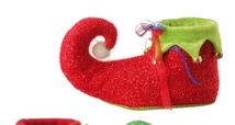 Raz Imports green red elf shoe - Raz Imports Christmas decorations