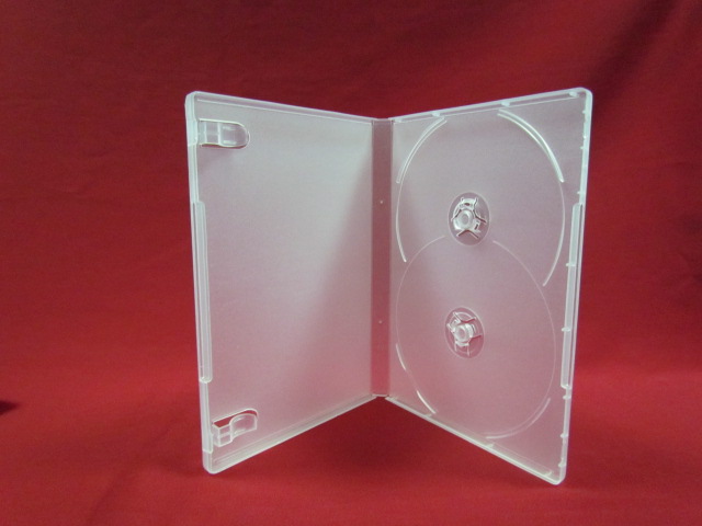 14MM DOUBLE 2/ONE OVERLAPPING DVD CASE, FROSTY CLEAR BL34, 100 PCS