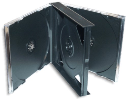 24MM TRIPLE MULTI 3 CD JEWEL CASE W/BLACK TRAY, ASSEMBLED, MADE IN USA ...