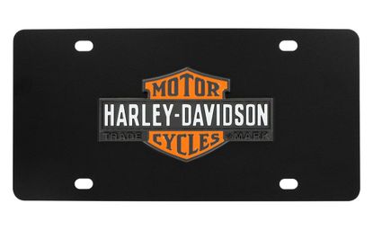 Harley Davidson Orange/Black License Plate
