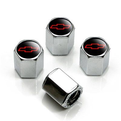 Chevy Red Bowtie Valve Stem Logo Caps - TIRE VALVE STEM CAPS