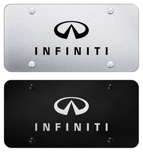 Infiniti Logo Name Laser Etched Front License Plates - INFINITI
