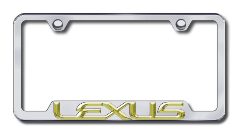 Lexus 3D license plate frames - Gold name on Chrome frame - Raised 3D ...