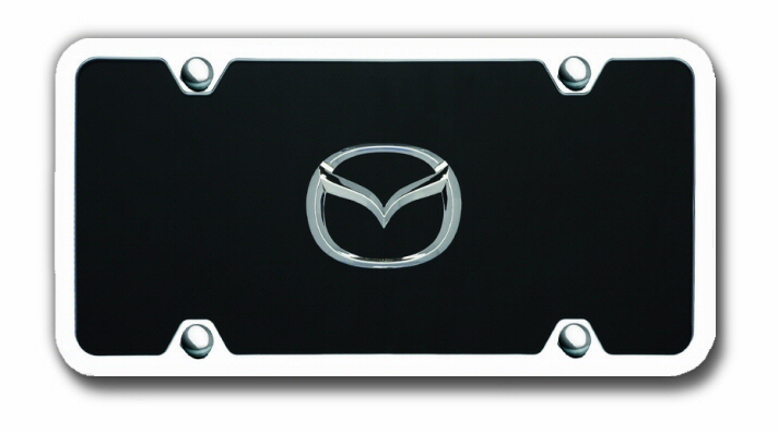 Mazda Logo Black License Plate - Vanity Tag - With Chrome Frame - Mazda ...