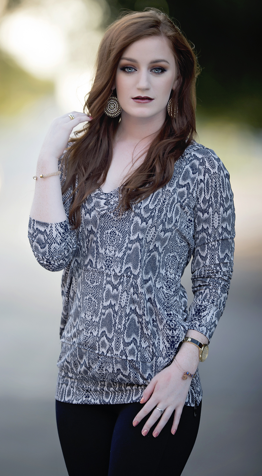 Mesmerize Python Print Hoodie with Side Zippers