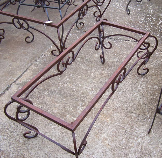Coffee Table Base - Wrought Iron Rectangle Coffee Table Base w/ Scrolls