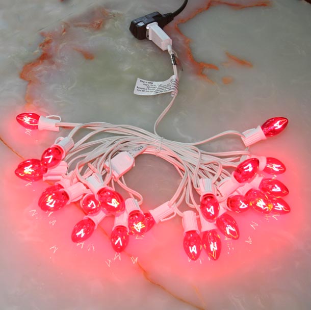 White C7 Christmas Lights - White or Green Wire w/ 25 Ceramic White C7 ...