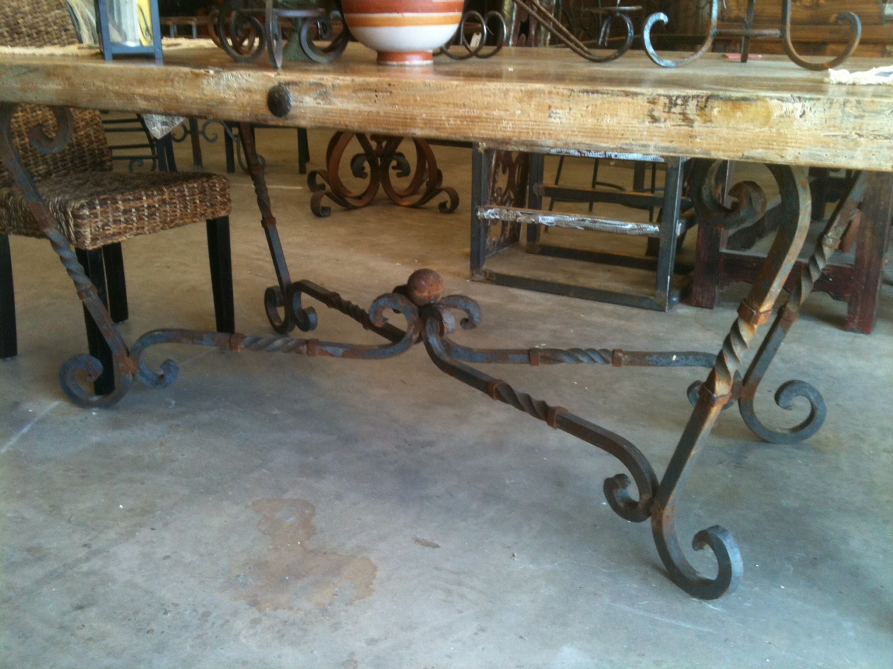 Twisted Iron Dining Table Base w/ Custom Wood Top, Sold Separately