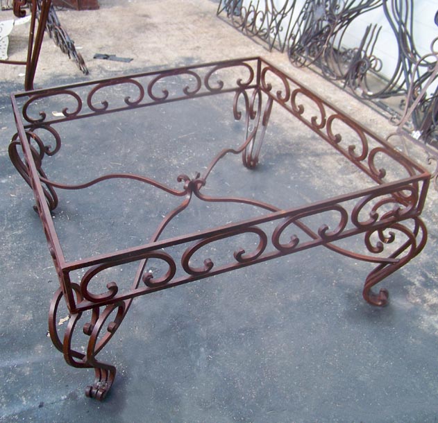 Wrought Iron Coffee Table Base w/ Scroll Legs, Square