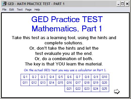 GED 2002 Math Practice Test - Part 1