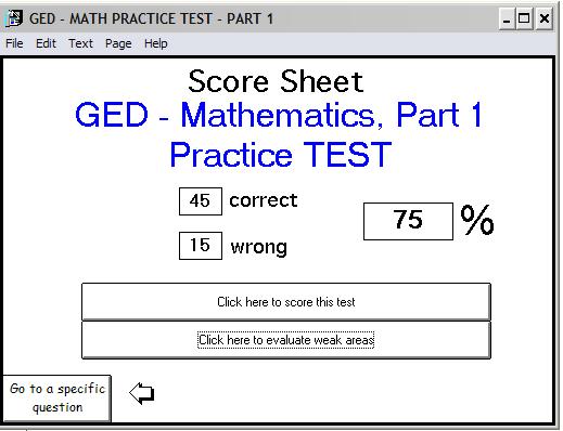 Get Your Score for the GED Practice Test - Math Part 1