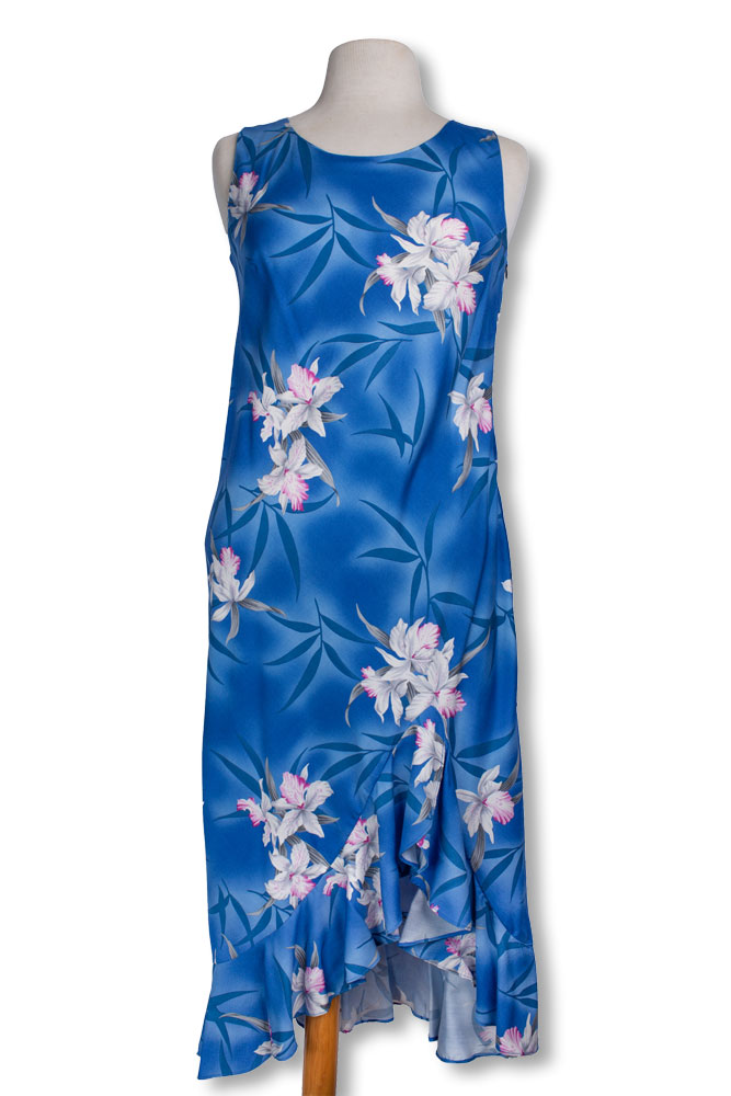 Midnight Orchid Cascading Ruffle Hem Bias Cut Dress