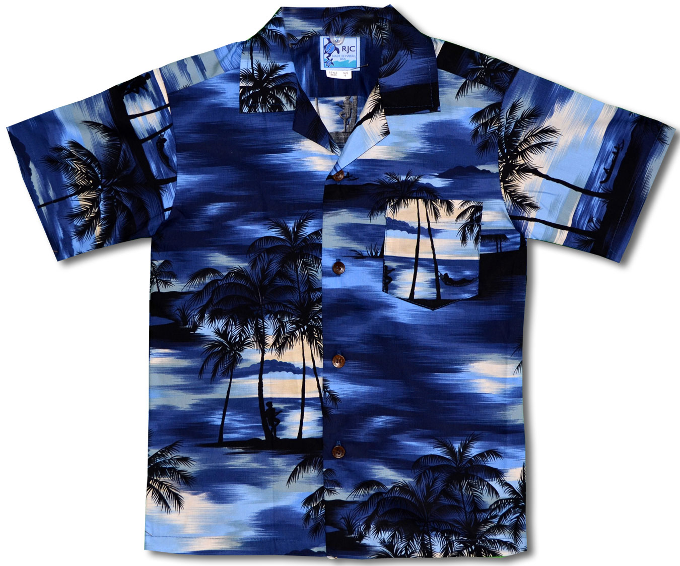 Family Print - Night Time Surf Boy's Cotton Shirt