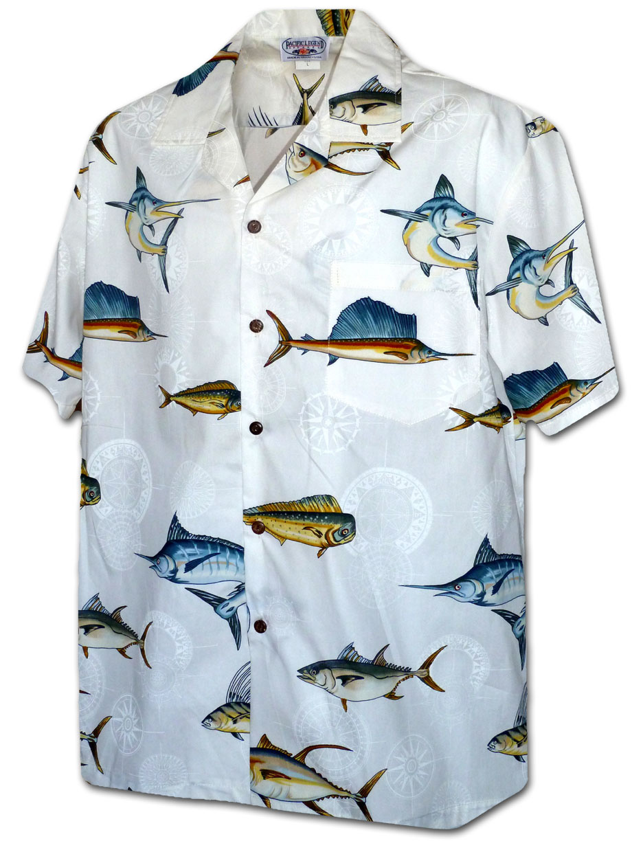 Ocean Fish Display men's Hawaiian Shirt cotton aloha style