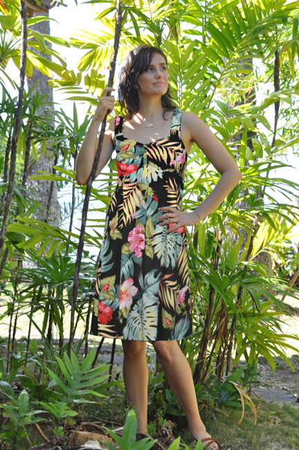 Hibiscus Monstera Women's Elastic Back Sundress