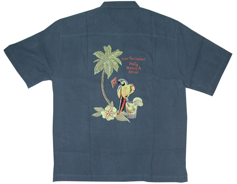 Polly Knows Best Men's Luau Embroidered Shirt