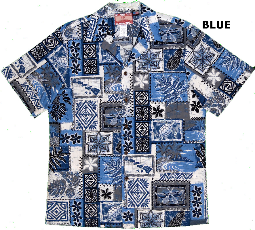 Tapa Tribal Icons men's cotton aloha shirt