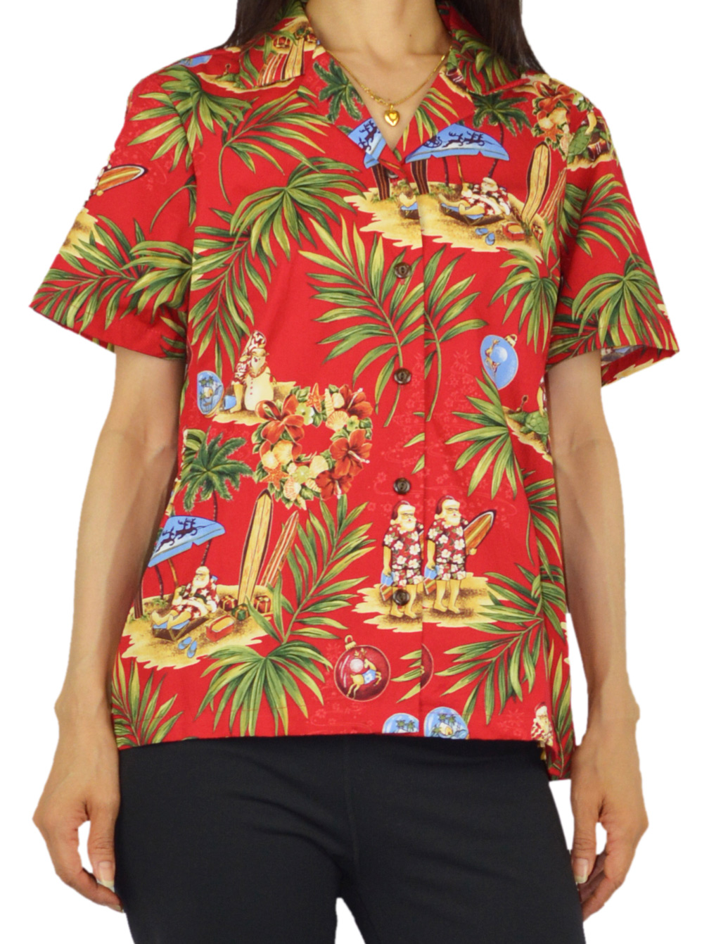Women's Christmas in Hawaii aloha shirt