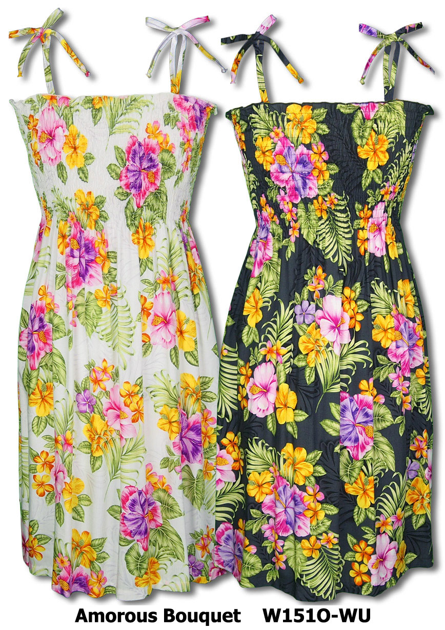 Spaghetti Strap & Wide Strap Sundress Rayon & Cotton Hawaiian Dresses ...