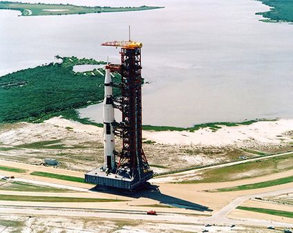 Apollo 11 Saturn V Rocket on Transporter Photo Print for Sale