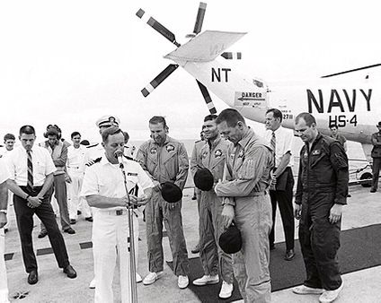 Apollo 13 Crew Recovery on U.S.S. Iwo Jima Photo Print for Sale