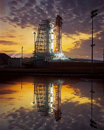 Apollo 8 Saturn V Rocket at Twilight NASA Photo Print for Sale