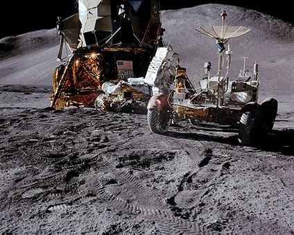 NASA Apollo 15 Rover and Lunar Module on Moon Photo Print for Sale