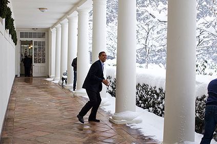 President Barack Obama White House Snowball Fight Photo Print for Sale