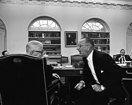 President Lyndon B. Johnson & George Reedy Photo Print for Sale