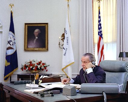 President Lyndon B. Johnson in Oval Office Photo Print for Sale