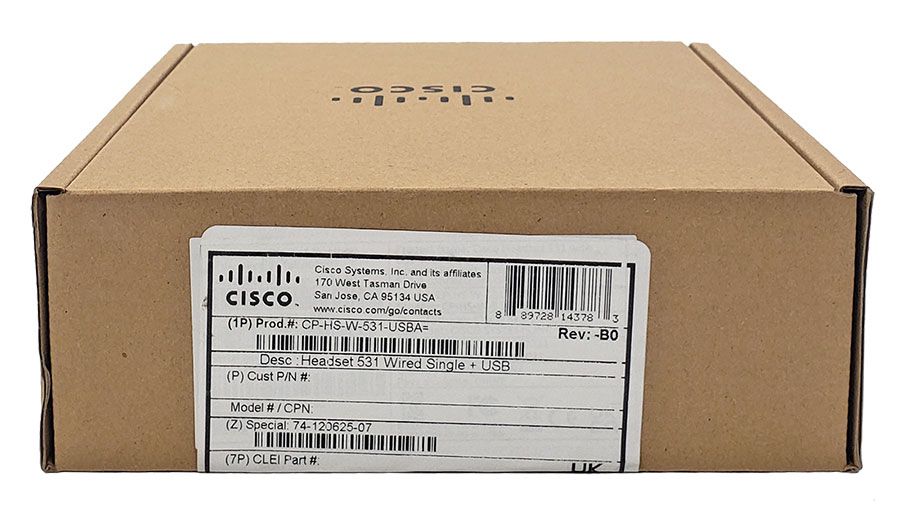 Cisco Headset 531 - Wired, Single, w/USB (CP-HS-W-531-USBA=)