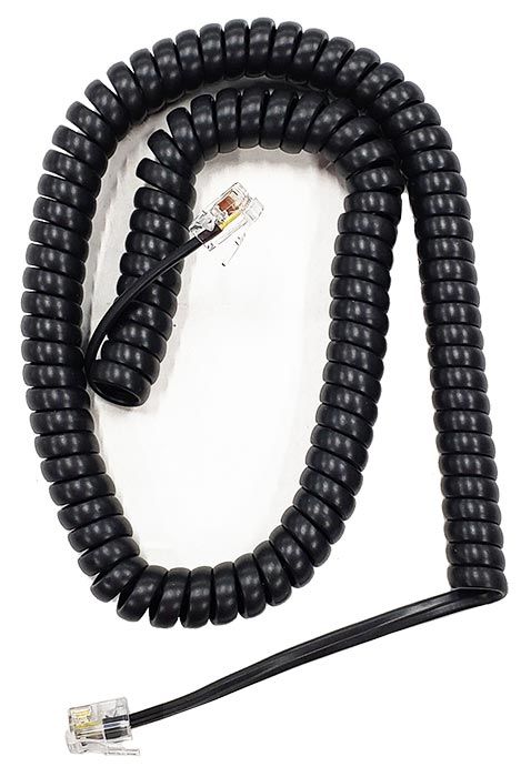 Standard Length Flat Black Handset Cords (HCFB0212) 5 Pack