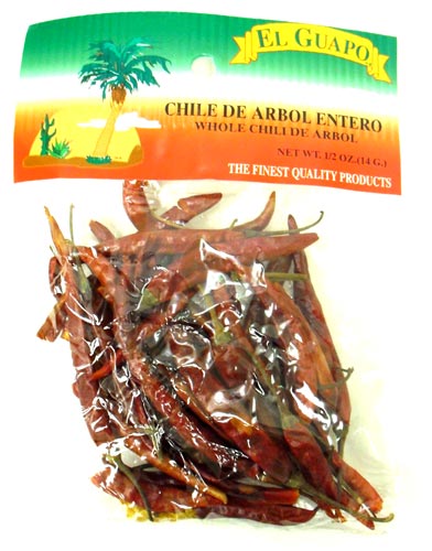 Dried Chile de Arbol Chili Pods 0.5 oz
