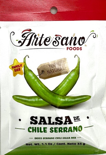 Dried Chile Serrano Salsa by Artesano Foods 100% Natural Hot