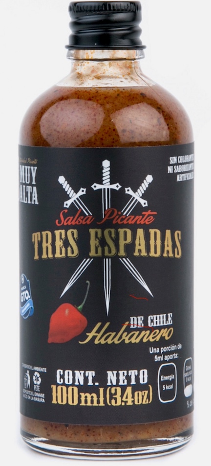 Roasted Red Habanero Pepper Hot Sauce by Tres Espadas