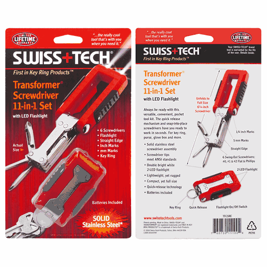 Swiss Tech 11 in 1 Transformer Keyring - Tools & Welding