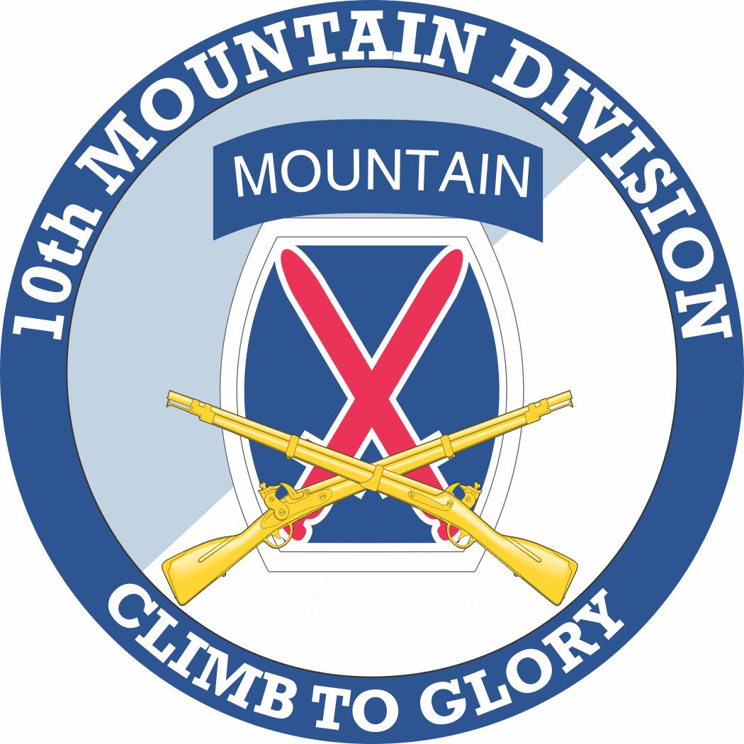 10th Mountain Division with Crossed Rifles Decal