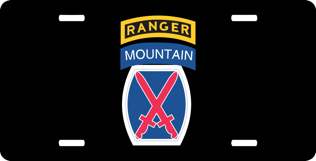 10th Mountain Division with Ranger Tab License Plate