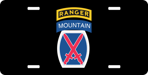 10th Mountain Division with Ranger Tab License Plate
