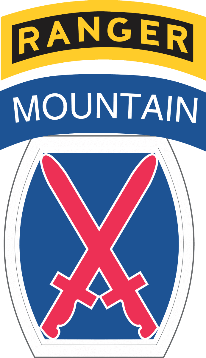 10th Mountain Division with Ranger Tab Sticker Decal
