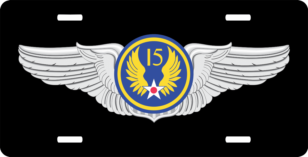 15th Air Force Pilot Wings License Plate