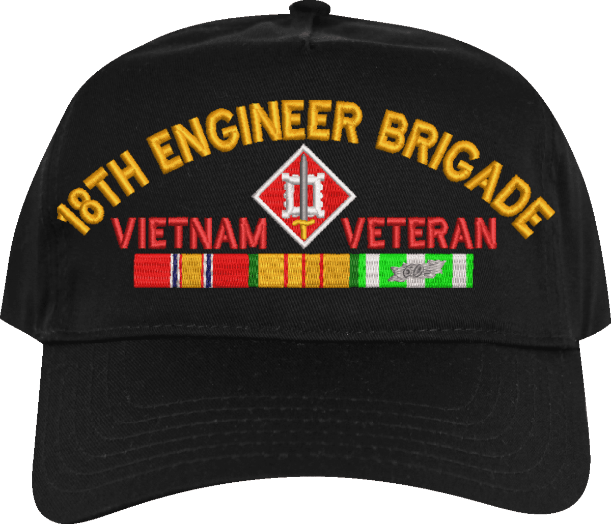 18th Engineer Brigade Vietnam Veteran Embroidered Cap with Ribbons