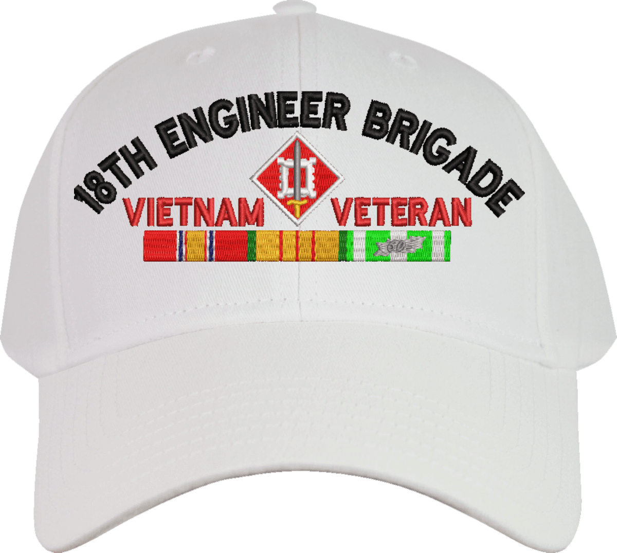 18th Engineer Brigade Vietnam Veteran Embroidered Cap with Ribbons