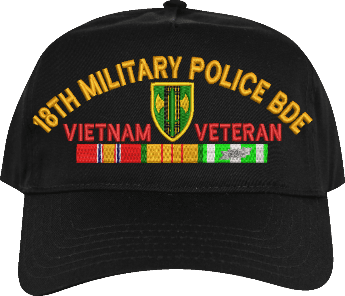 18th Military Police Brigade Vietnam Veteran Embroidered Cap with Ribbons
