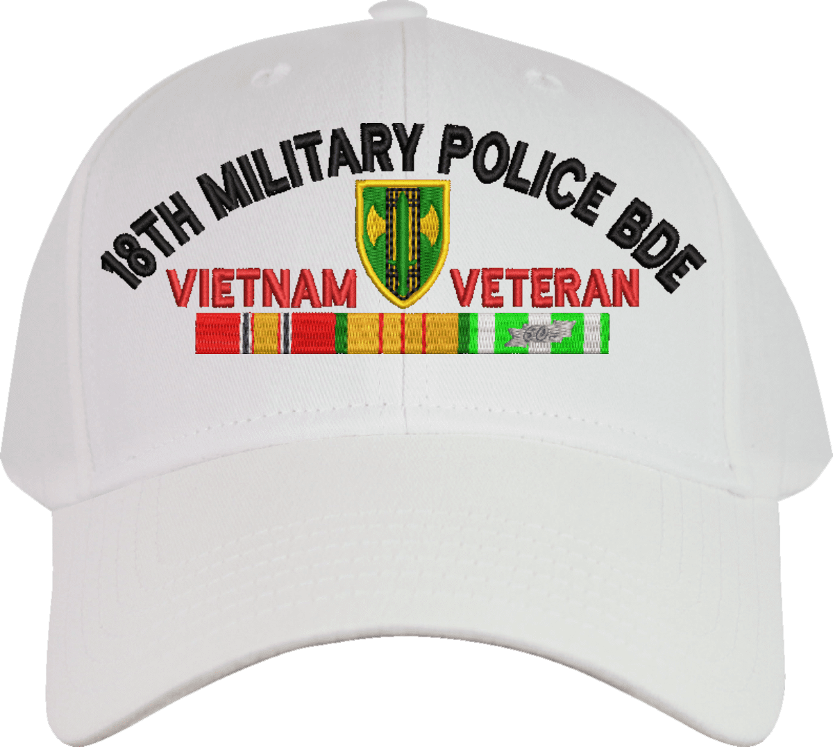 18th Military Police Brigade Vietnam Veteran Embroidered Cap with Ribbons